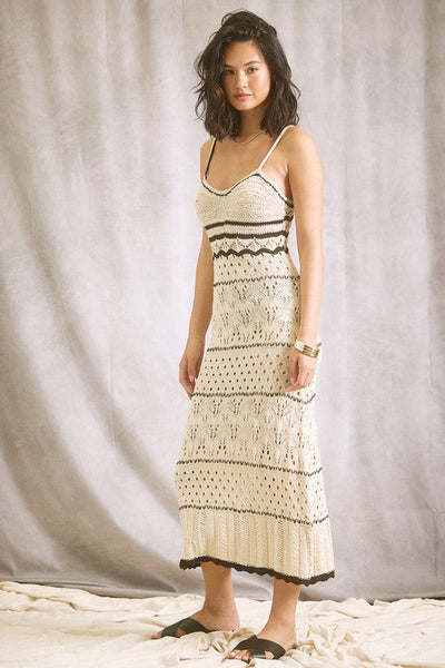 Alethea Crochet Knit Midi Dress - Taupe – Girls Will Be Girls