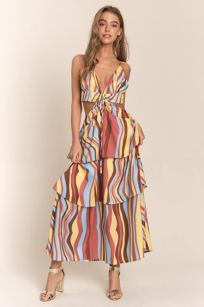 Alona Striped Cutout Maxi Dress – Girls Will Be Girls
