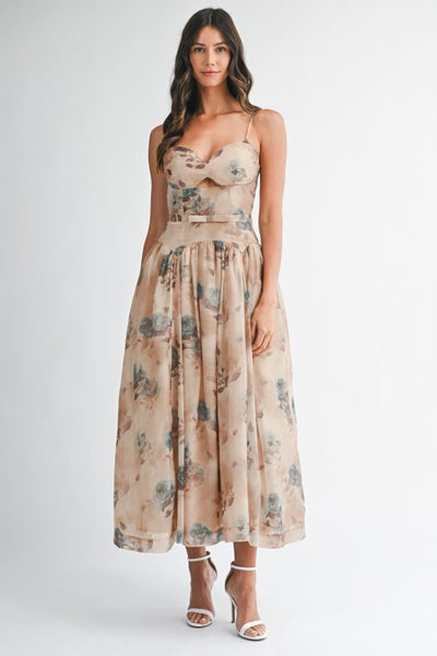 Sherine Floral Organza Midi Dress – Girls Will Be Girls